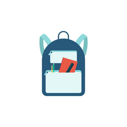 Blue backpack packed with school items supplies Vector Image