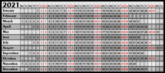 Calendar for 2021-2022 Royalty Free Vector Image