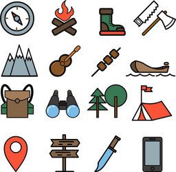Hiking icons set Royalty Free Vector Image - VectorStock