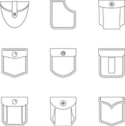 Pocket form icon set outline style Royalty Free Vector Image