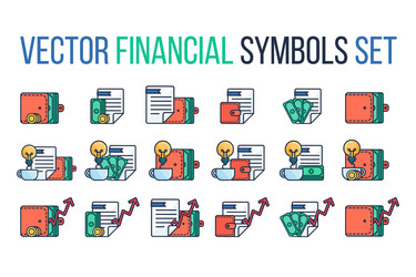 Financial symbols set Royalty Free Vector Image