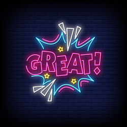 Great job neon signs style text Royalty Free Vector Image