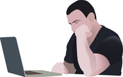 Distressed person in front computer Royalty Free Vector