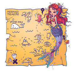 Ancient treasure map Royalty Free Vector Image