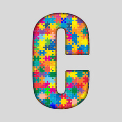 Puzzle jigsaw letter - c pieces Royalty Free Vector Image
