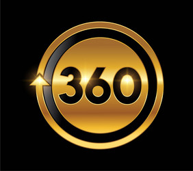 360 logo with circle arrow icon Royalty Free Vector Image