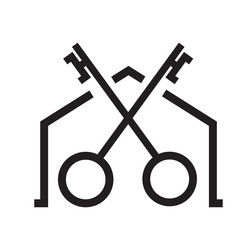 Home security key house logo outline design Vector Image
