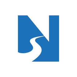 Letter n transportation logo based on road path Vector Image