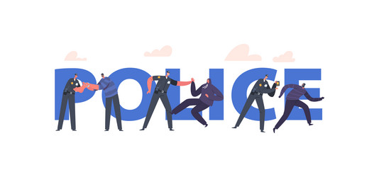 Thief and policeman - cartoon people characters Vector Image