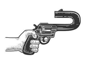 Gun revolver handgun six shooter pistol drawing Vector Image