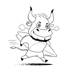 Cartoon bull running with surfboard cute bull Vector Image