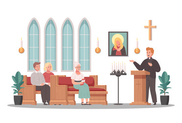 Christian church cartoon Royalty Free Vector Image
