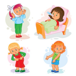 Set icons little children sick Royalty Free Vector Image