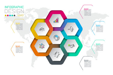 Business hexagon labels shape infographic groups Vector Image
