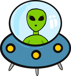 Alien holding credit card on white background Vector Image