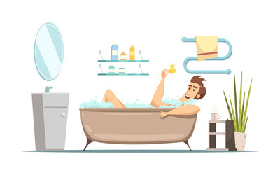 Cartoon little boy taking a bath Royalty Free Vector Image