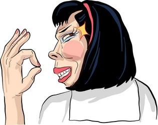 Woman act cartoon line sticker Royalty Free Vector Image