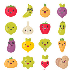 Cute kawaii vegetables set Royalty Free Vector Image