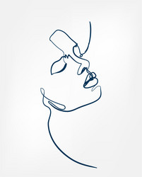 Face girl line art single isolated abstract Vector Image