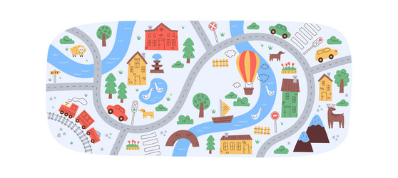 Map with road and river background Royalty Free Vector Image