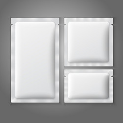 Blank white plastic sachets for coffee sugar salt Vector Image