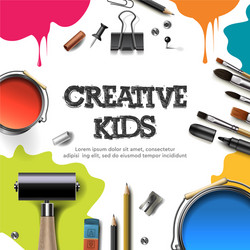 Art class workshop template design kids craft Vector Image