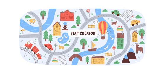 Map with road and river background Royalty Free Vector Image