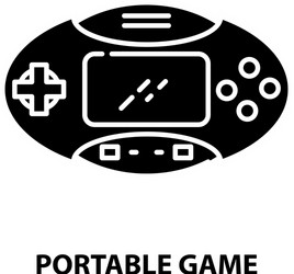 Arcade game icon black sign with editable Vector Image