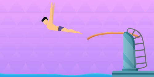 Man diving board concept banner cartoon style Vector Image