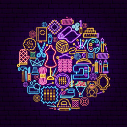 Handmade hobby neon frame Royalty Free Vector Image