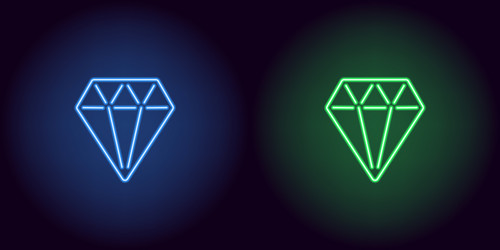 Neon diamond in purple and violet color Royalty Free Vector