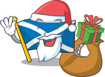 Santa flag scotland scroll cartoon character Vector Image
