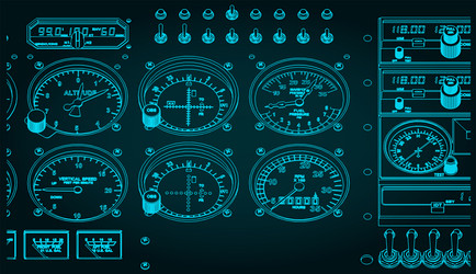 Airplane control panel drawings Royalty Free Vector Image