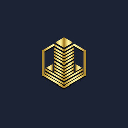 Gold building business logo Royalty Free Vector Image