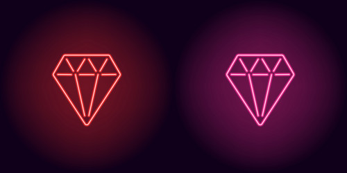 Neon diamond in purple and violet color Royalty Free Vector