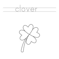 Trace and color shamrocks worksheet for children Vector Image