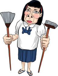 Woman act cartoon line sticker Royalty Free Vector Image