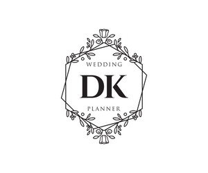 Dk initials letter wedding monogram logos Vector Image