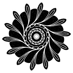 Abstract black spiral design with grunge linocut Vector Image