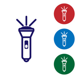 Blue flashlight icon isolated on white background Vector Image