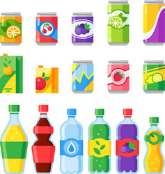 Fizzy drinks beverage with bubbles set plastic Vector Image