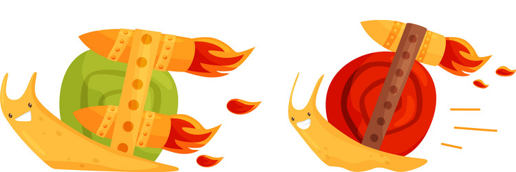 Fast snail with spiral shell having rocket turbine