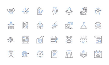 Missions line icons collection purpose adventure Vector Image