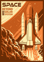Vintage poster with a space shuttle Royalty Free Vector