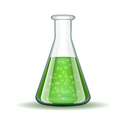 Chemical laboratory transparent flask with green Vector Image