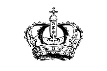 Hand drawn crown ink sketch engraving style Vector Image