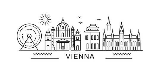 Outline vienna skyline trendy template Royalty Free Vector