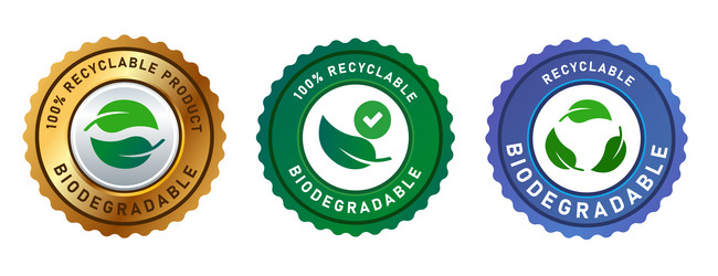 Biodegradable recyclable label sticker black and Vector Image
