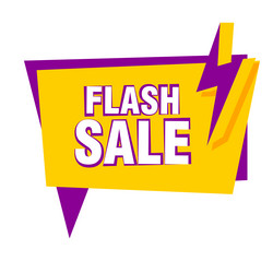 Flash sale sticker with blue lightning bolt Vector Image
