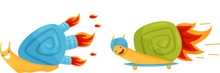 Fast snail with spiral shell having rocket turbine